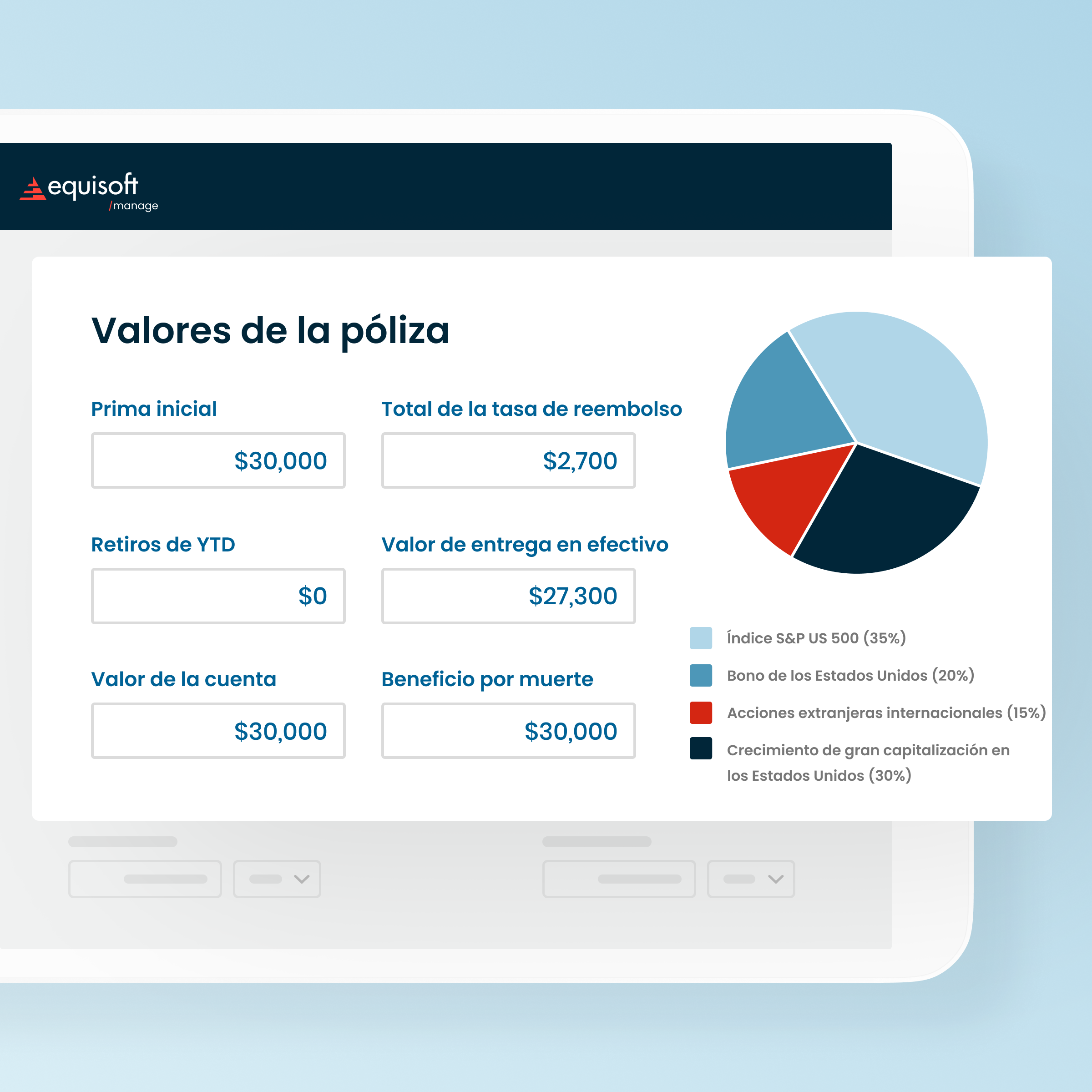 Sistema core de administración de pólizas de seguros | Equisoft/manage