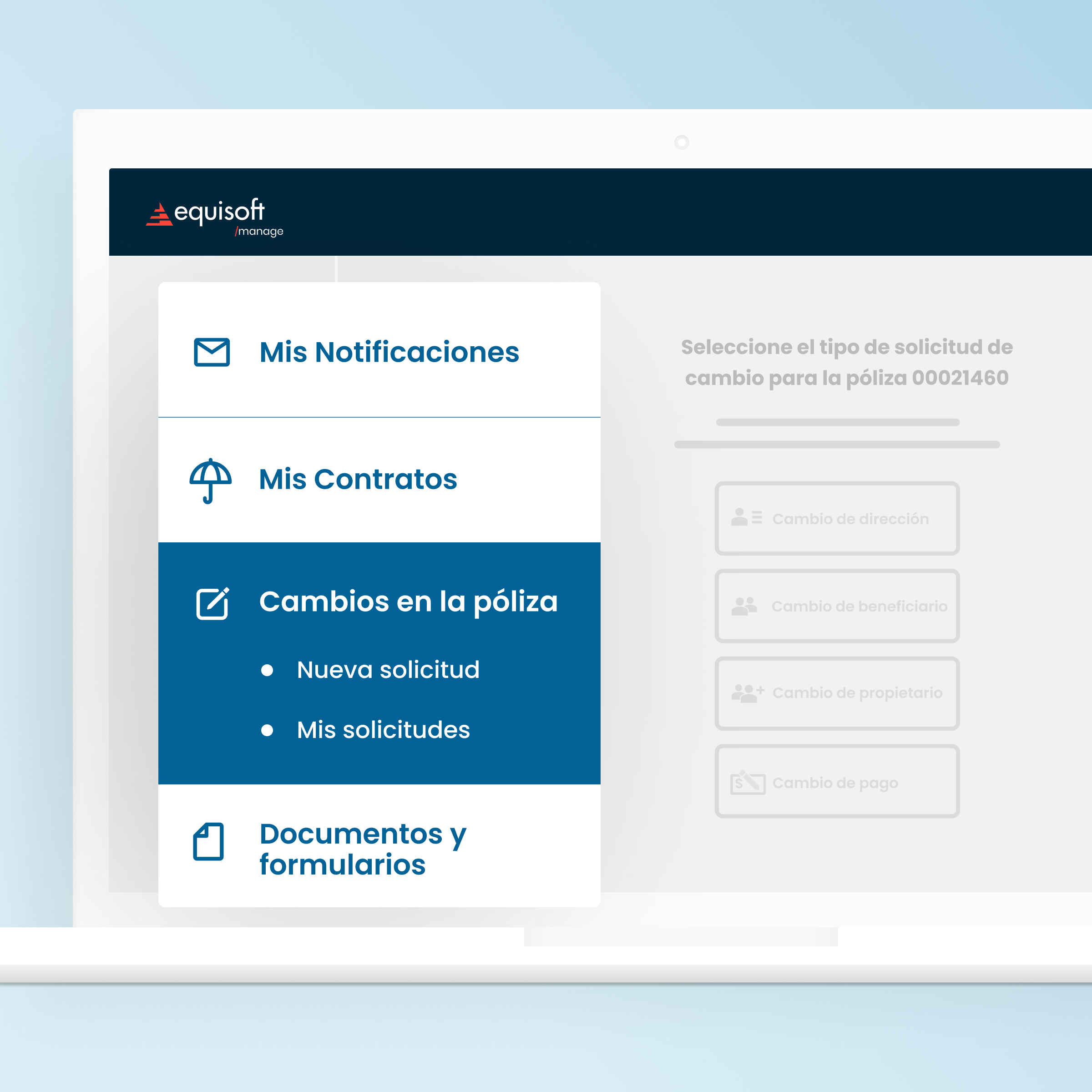 Sistema core de administración de pólizas de seguros | Equisoft/manage
